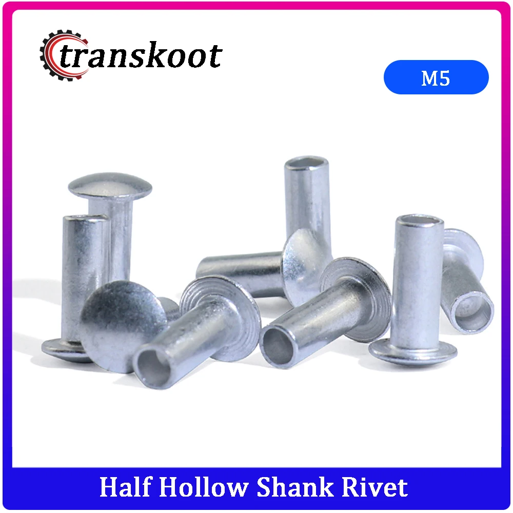 50pcs M3 M4 M5 M6 Aluminum Flat Round Head Half Hollow Shank Rivet ...