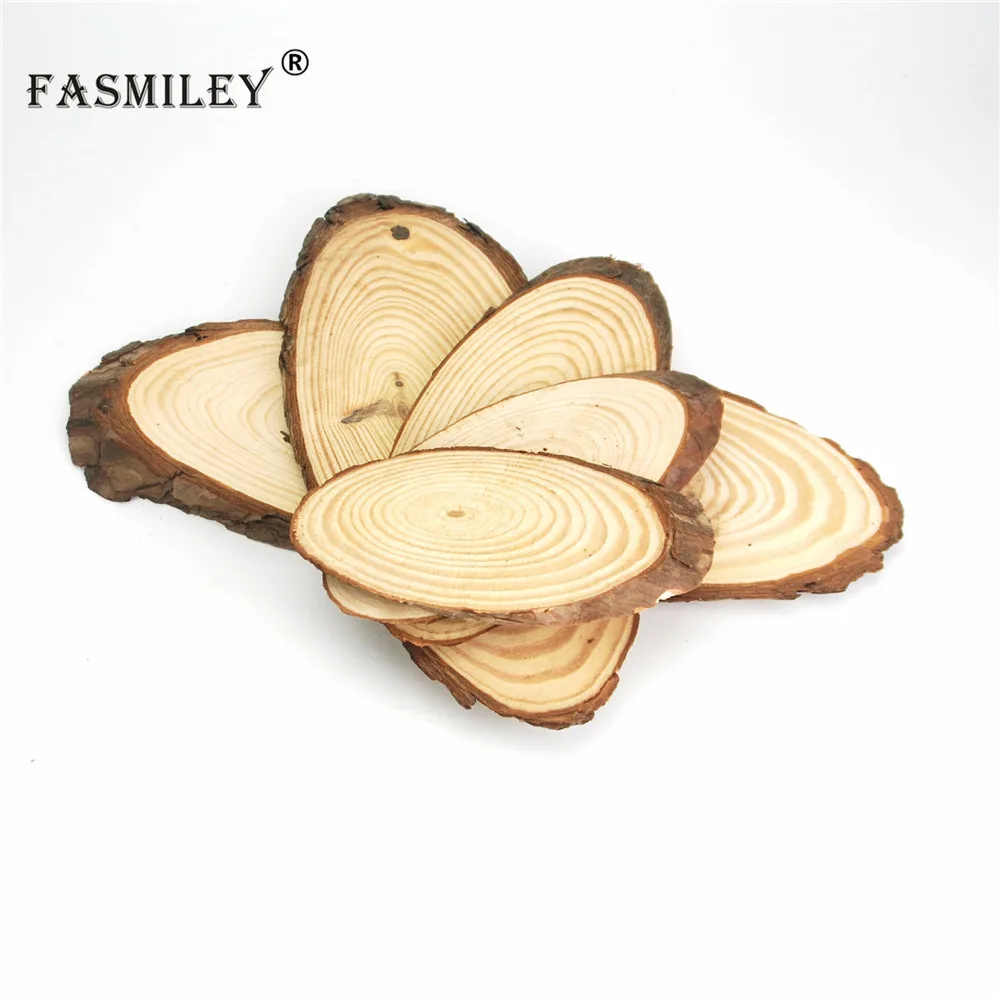 Small Natural Oval Wood Slices Circles Tree Bark Log Discs DIY Crafts ...