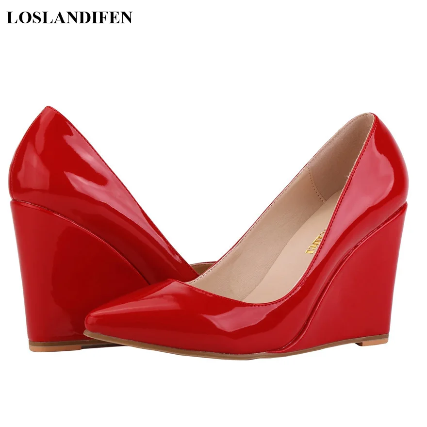 14-Colors-Women-Patent-Leather-Wedge-Shoes-Autumn-Pointy-Toe-Shallow ...
