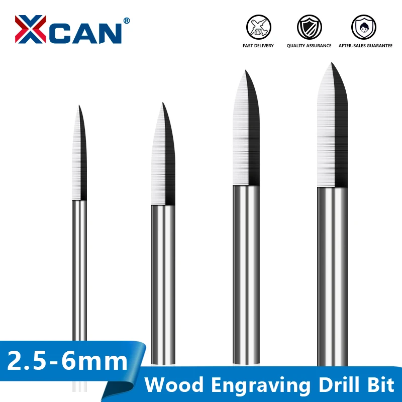 XCAN Wood Engraving Bit 1 Flute 2.35 6mm Woodworking Milling Cutter ...