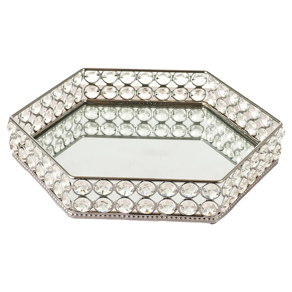 1pc Modern Crystal Vanity Makeup Tray Tray Perfume Home Office Desktop ...