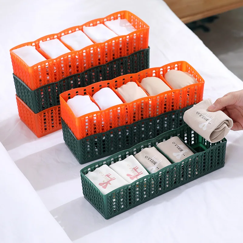 5-Grid-Plastic-Underwear-Storage-Box-Closet-Organizer-Drawer-for-Socks ...
