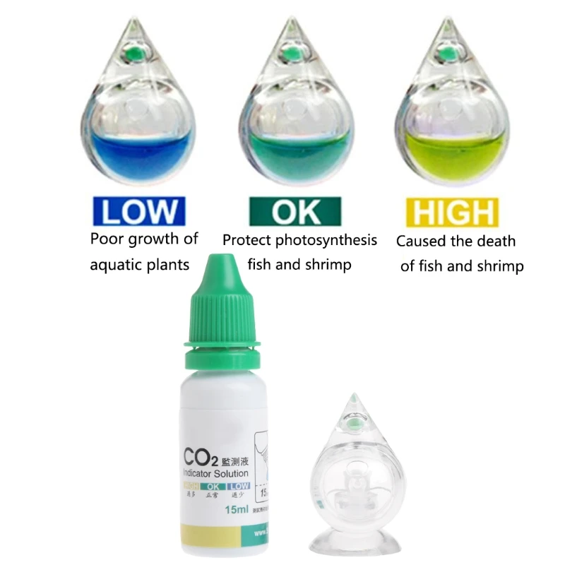 Aquarium Carbon Dioxide Co2 Indicator Water Drop Shaped Checker Monitor ...