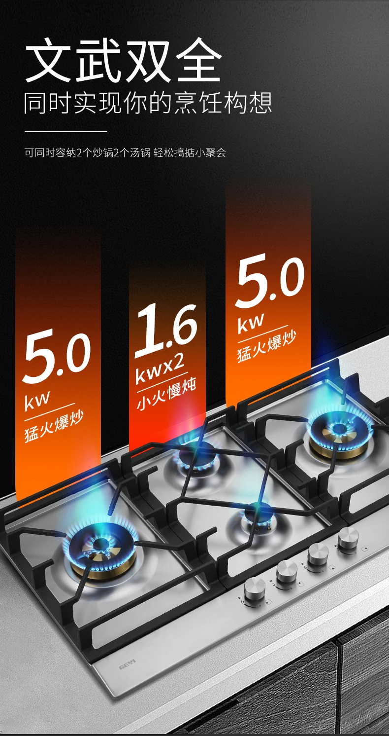 GEYI Four-eye Gas Cooker -S924PCI 20Y Bottled Liquefied / 12T Natural ...