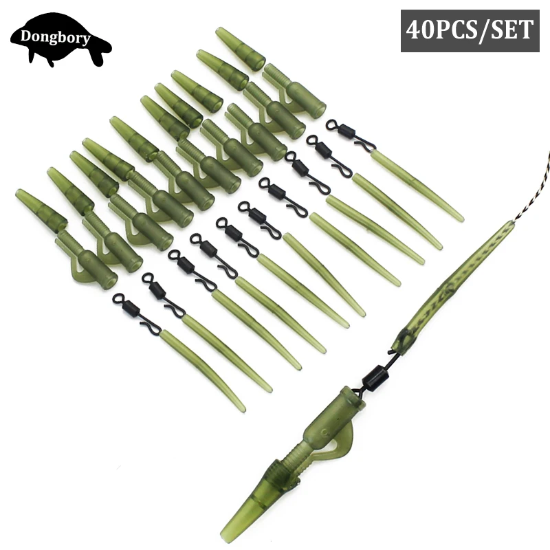 40PCS-Carp-Rig-Plastic-Lead-Clips-Tail-Rubber-Cone-Anti-Tangle-Sleeve ...