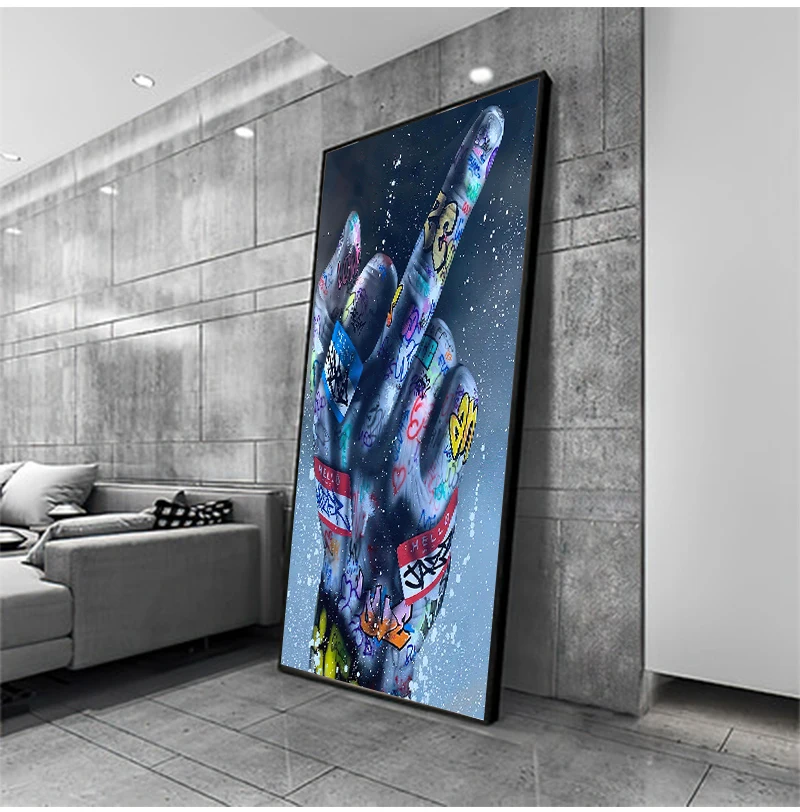 Graffiti Middle Finger Art - Home Decor - Masculine Home