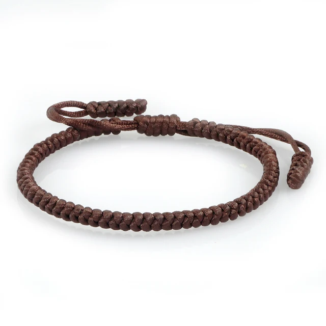 Brown String Braided Bracelet Handmade Adjustable Woven Rope Charm ...
