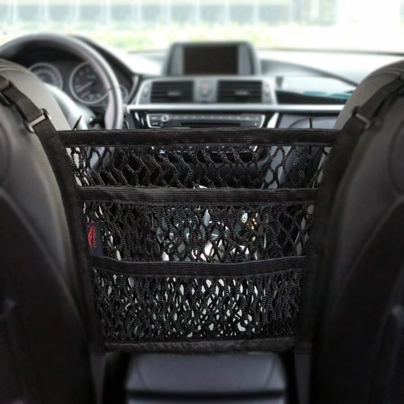 Between Car Seats Elastic Storage Net Bag Car Divider Pet Barrier ...