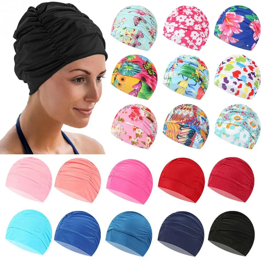 Elastic-Nylon-Turban-Pool-Bathing-Hats-Long-Hair-Bathing-Swimming ...