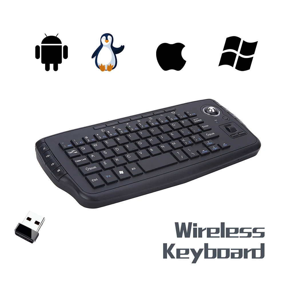 Wireless Mini Multimedia Trackball Keyboard