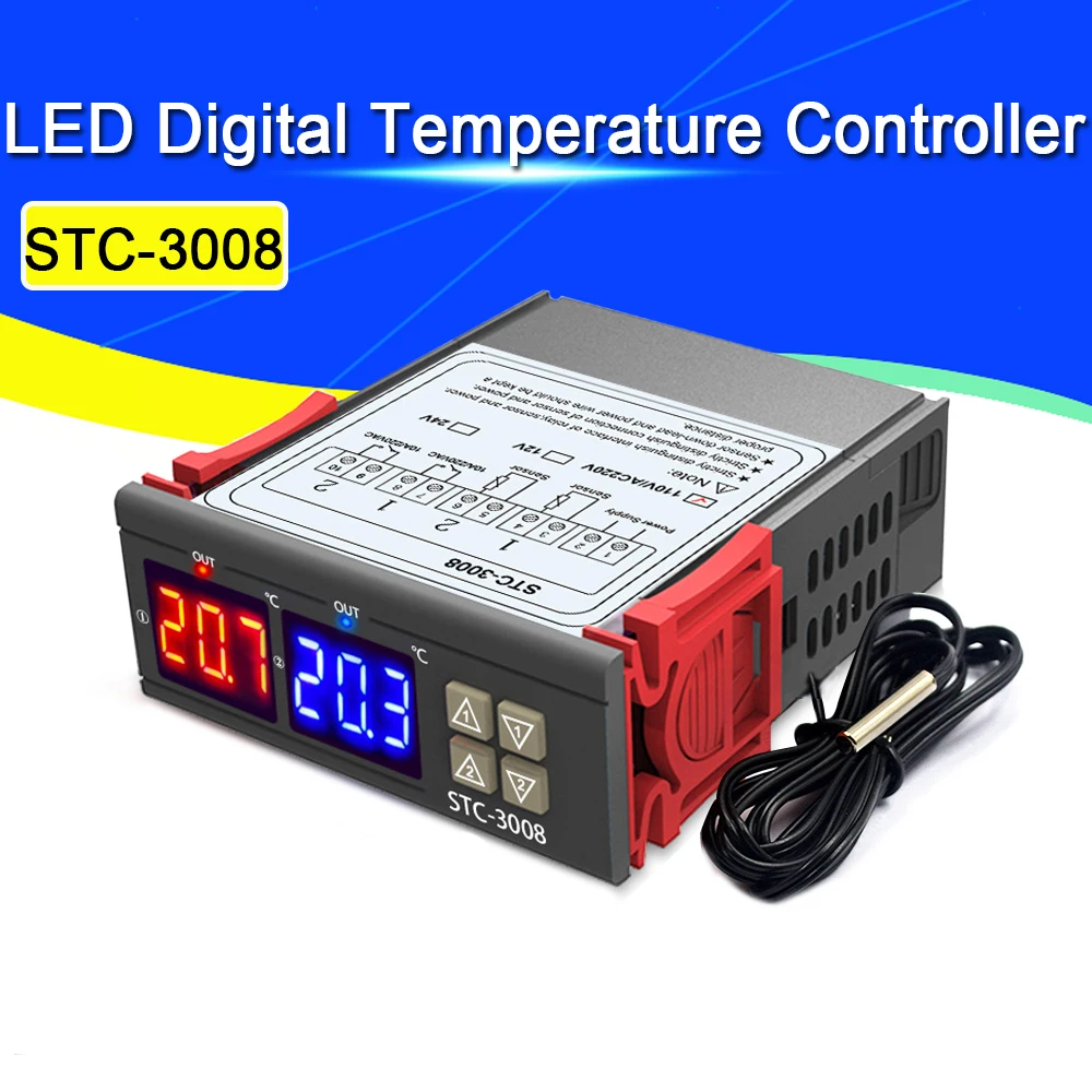 Dual Digital Temperature Controller Two Relay Output Thermostat ...