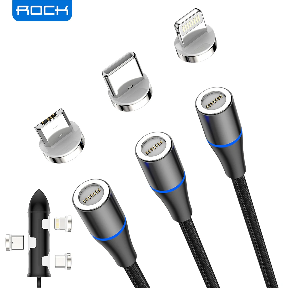 ROCK Cable magnético de carga rápida para móvil, Micro USB tipo C, QC 3,0, para iPhone 12 Mini ...