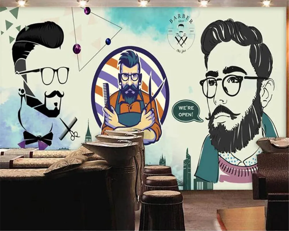 Beibehang Wall Paper 3d Hair Salon Sexy Beauty Barber Shop Behang ...