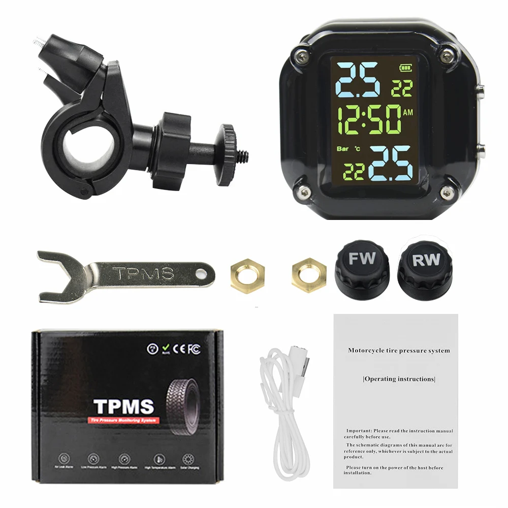 USB Motorcycle TPMS Motor Tire Pressure Tyre Temperature Monitoring ...