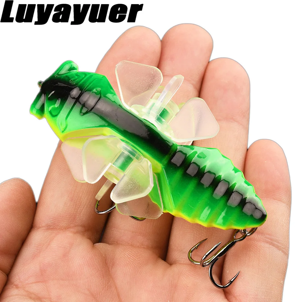 1Pcs Water Surface Wave Climbing Fly Tying Bionic Bait 7.5cm 14g ...