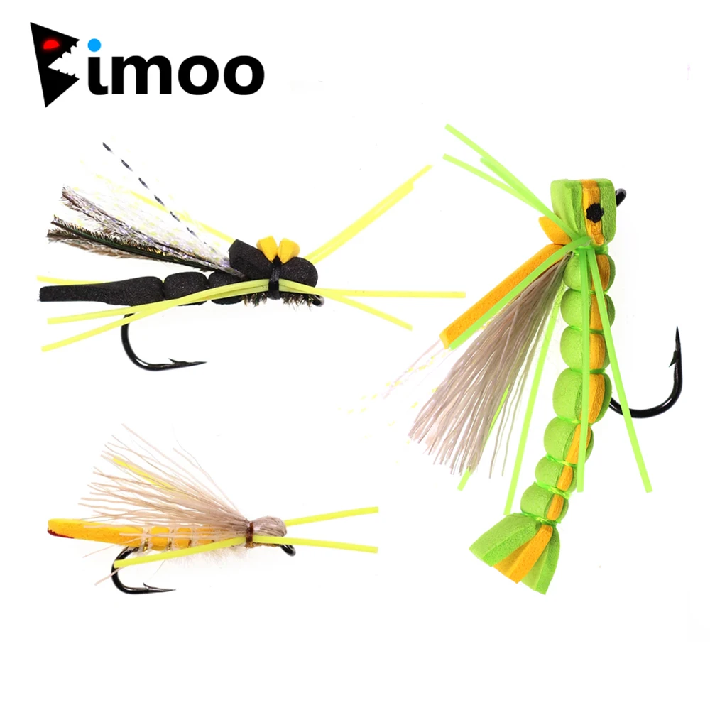 Bimoo-4PCS-10-Yellow-Hopper-Madam-4-Black-Green-Hopper-Fly-Fishing-Dry ...