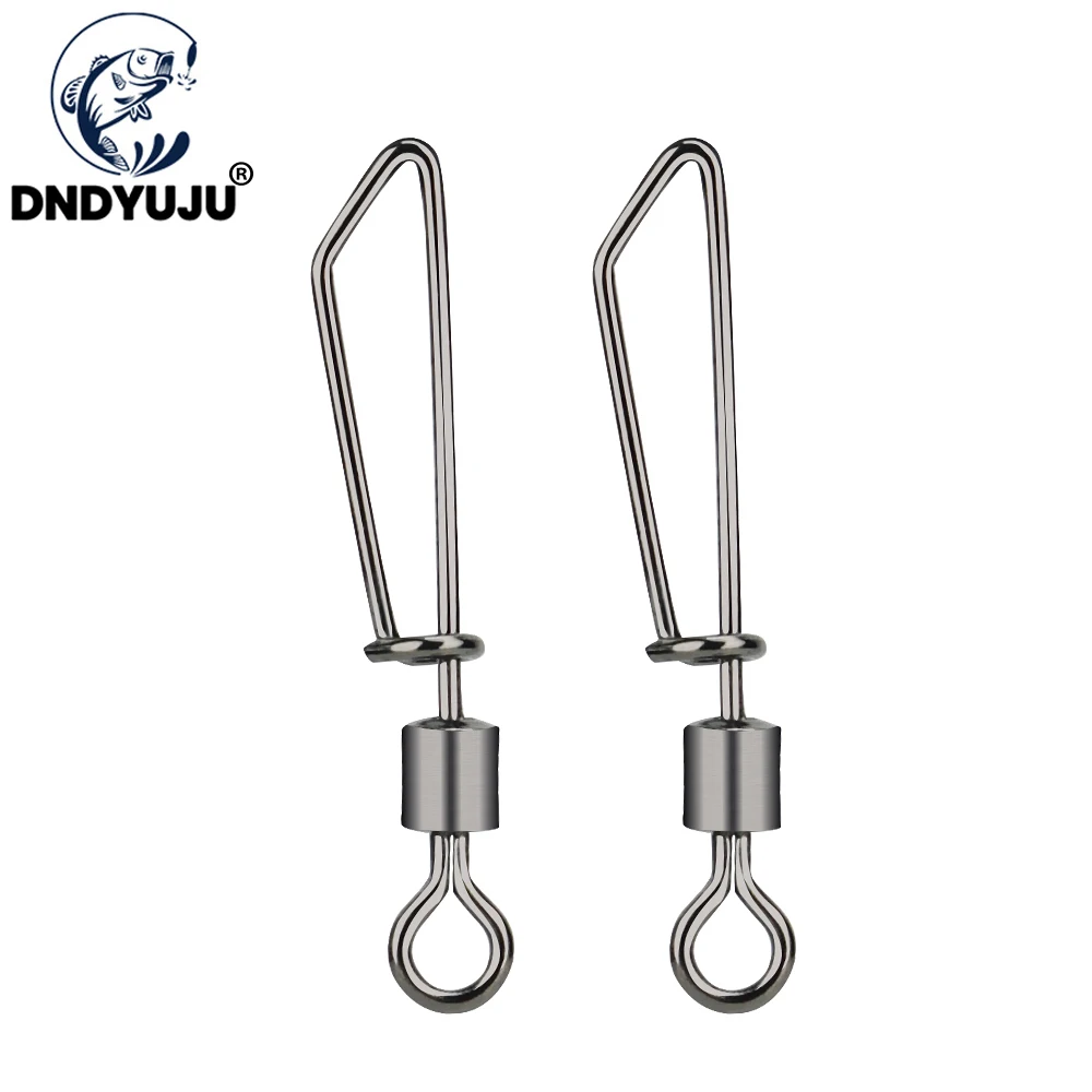 Dndyuju 100/50pcs Stainless Steel Fishing Swivels Interlock Rolling Swivel With Snap Fish Hook ...