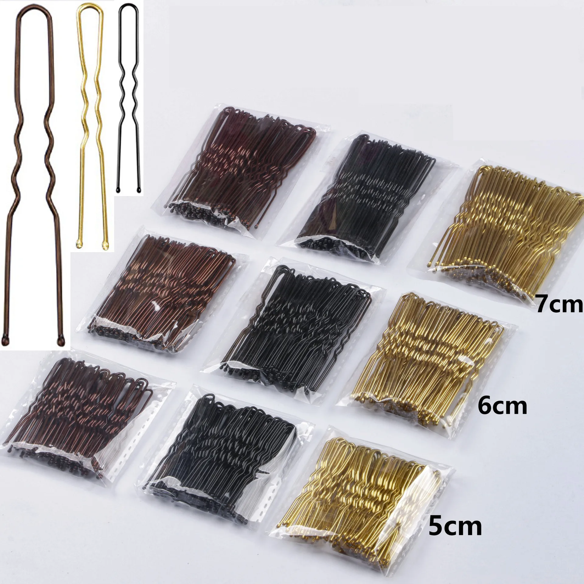 Basic U Shaped Gold Brown Plated Metal Hairpin Invisible Hair Styling ...