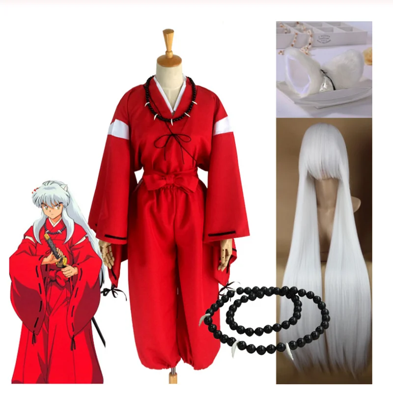Anime-Inuyasha-Cosplay-Costume-Red-Japanese-Kimono-Man-Robe-Costume ...