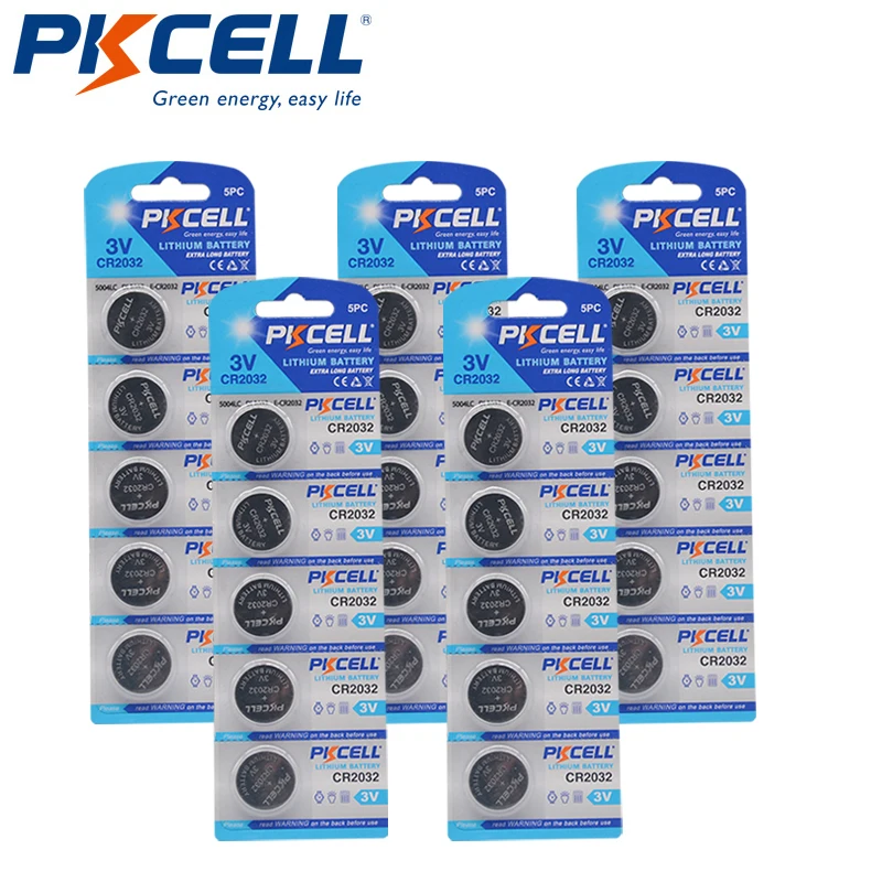 25Pcs(5Pc/Card)Lithium Button Cell Battery 3V CR2032 2032 DL2032 ...