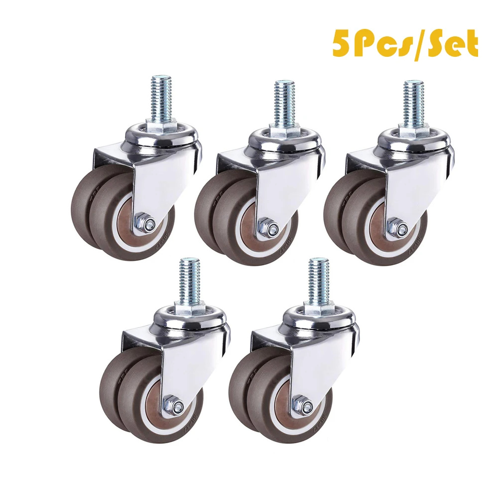 5Pcs/Set Heavy Duty 2” Swivel Stem Rubber Caster Wheels M12 x 25mm ...