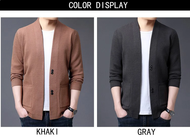 Gilet-cardigan,Cardigan tricoté à col en v pour homme, pull de couleur ...