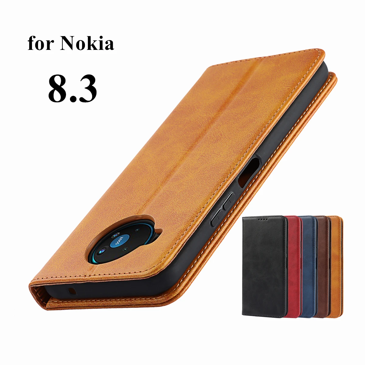 Premium Leather phone case for Nokia 8 V 5G UW / 8.3 5G flip case card ...