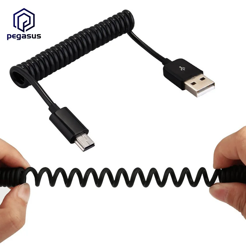 Mini Cable USB en espiral, USB 2,0 tipo A macho A Mini B, 5 pines macho ...