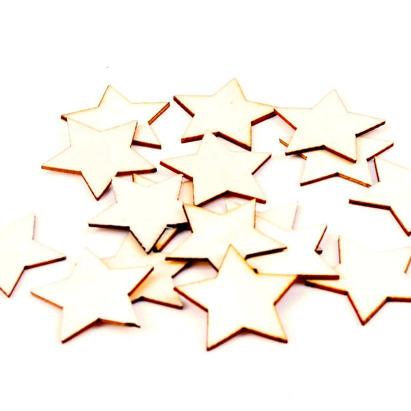 Natural Wood Star Pattern Wooden Scrapbooking Craft For Embellishments ...