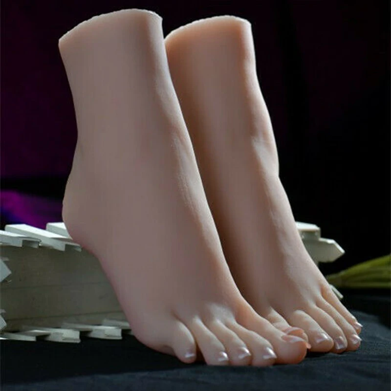 1Pair Lifelike Silicone Feet With Bone Female Foot Shoes Model Display ...