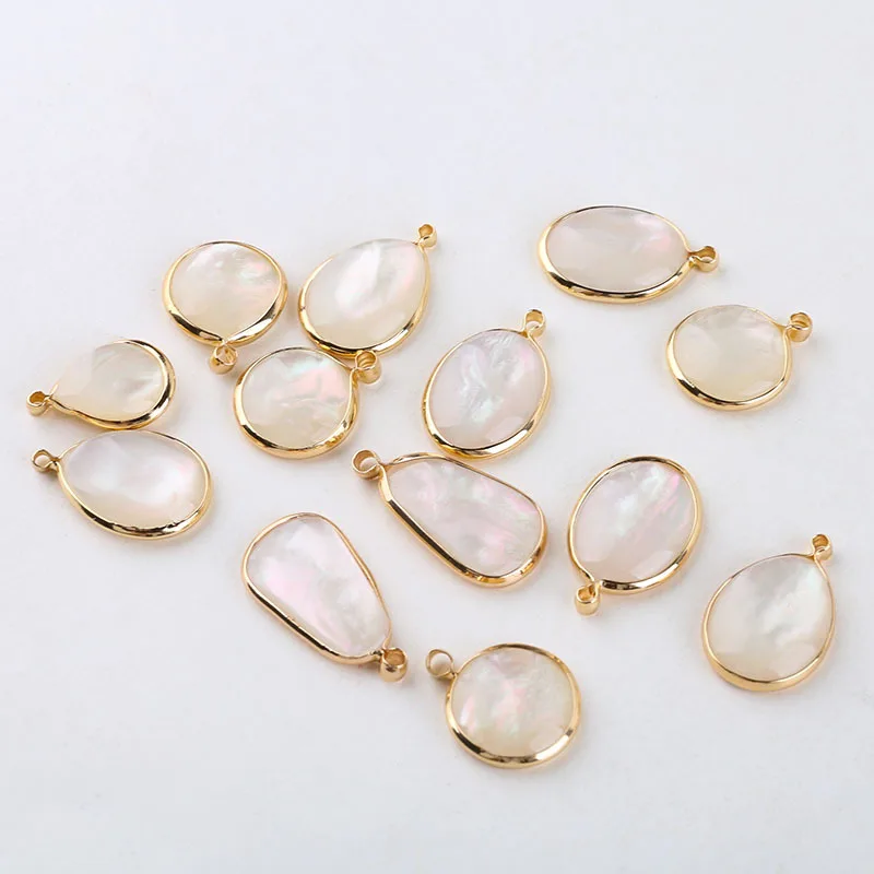 Pingente oval de metal cobre colorido concha, 10 peças pingentes faça ...