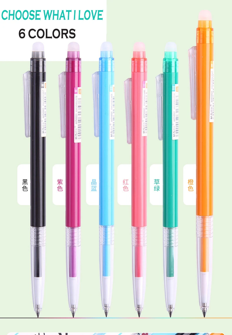 STYLO,20 blue refills--stylo à Gel effaçable, rétractable, 6 couleurs ...