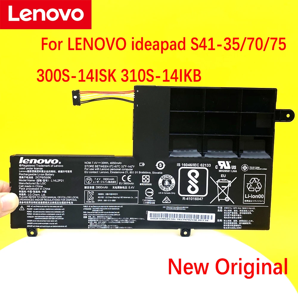Batería Original L14M2P21 para portátil Lenovo IdeaPad 300S-14ISK 310S ...