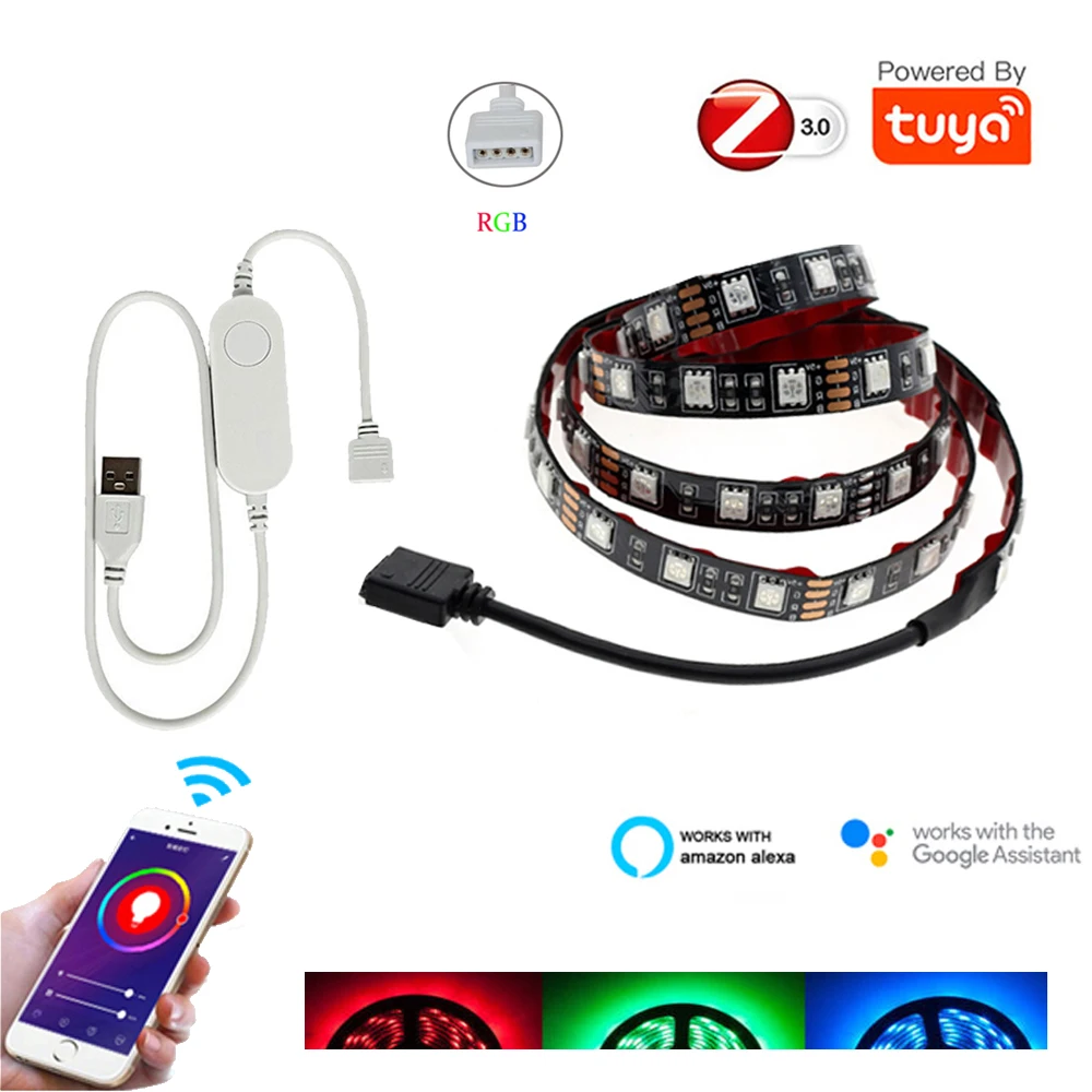 Tuya Zigbee Usb Led Strip Dc5v 1m 2m 3m 4m 5m Rgb Flexible Light Lamp ...