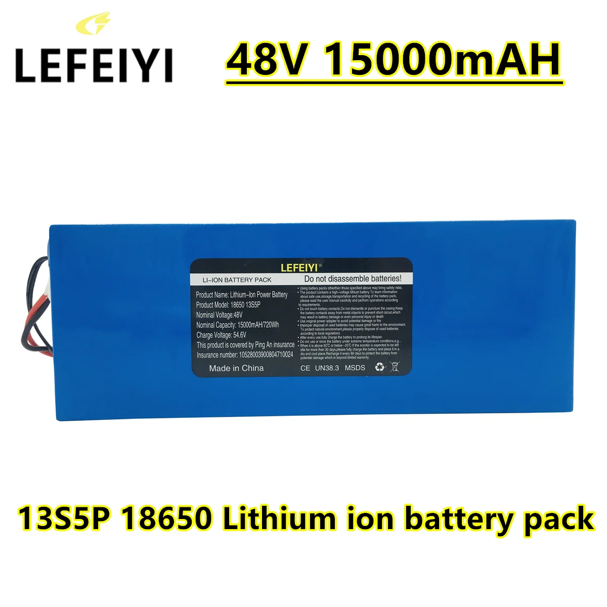 18AH Battery Pack 48V 18AH Lithium Ion Battery Pack - 1000W High Power ...