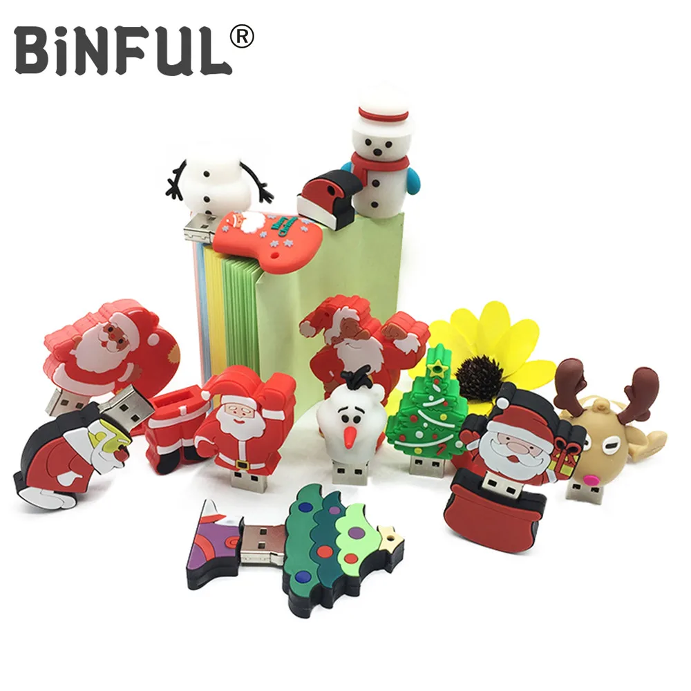 BiNFUL-Usb-Flash-Drive-Santa-Claus-Christmas-tree-elk-snowman-Pen-Drive ...