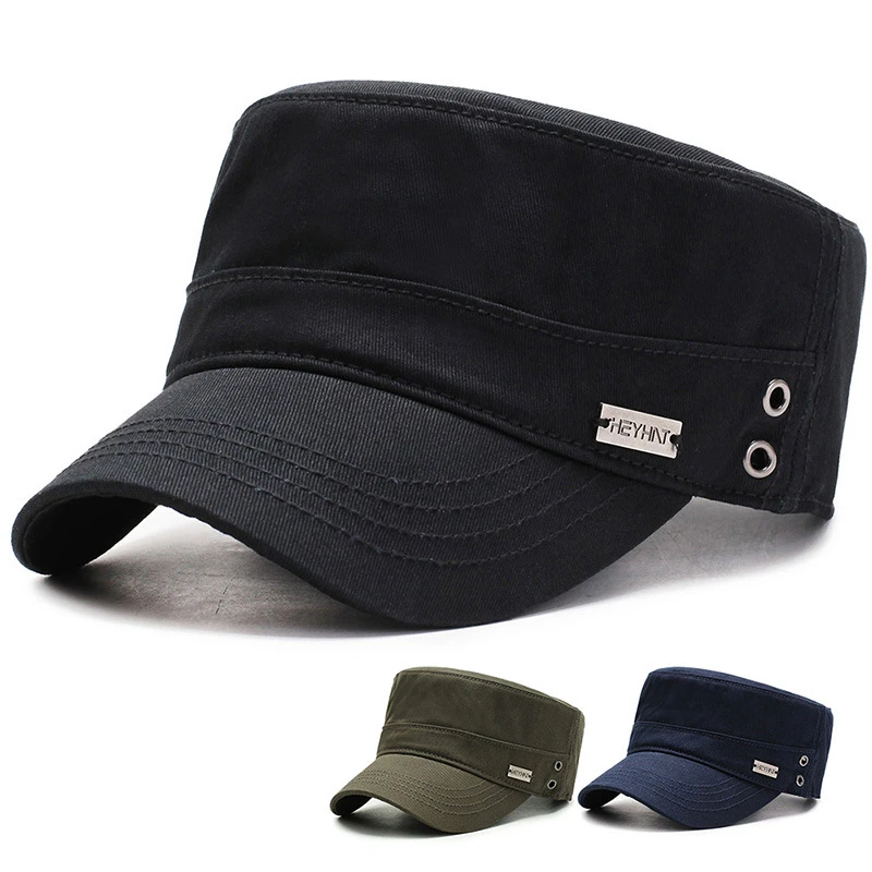 New Fashion HEYHAT Metal label military cap For Men Wowen classic flat ...