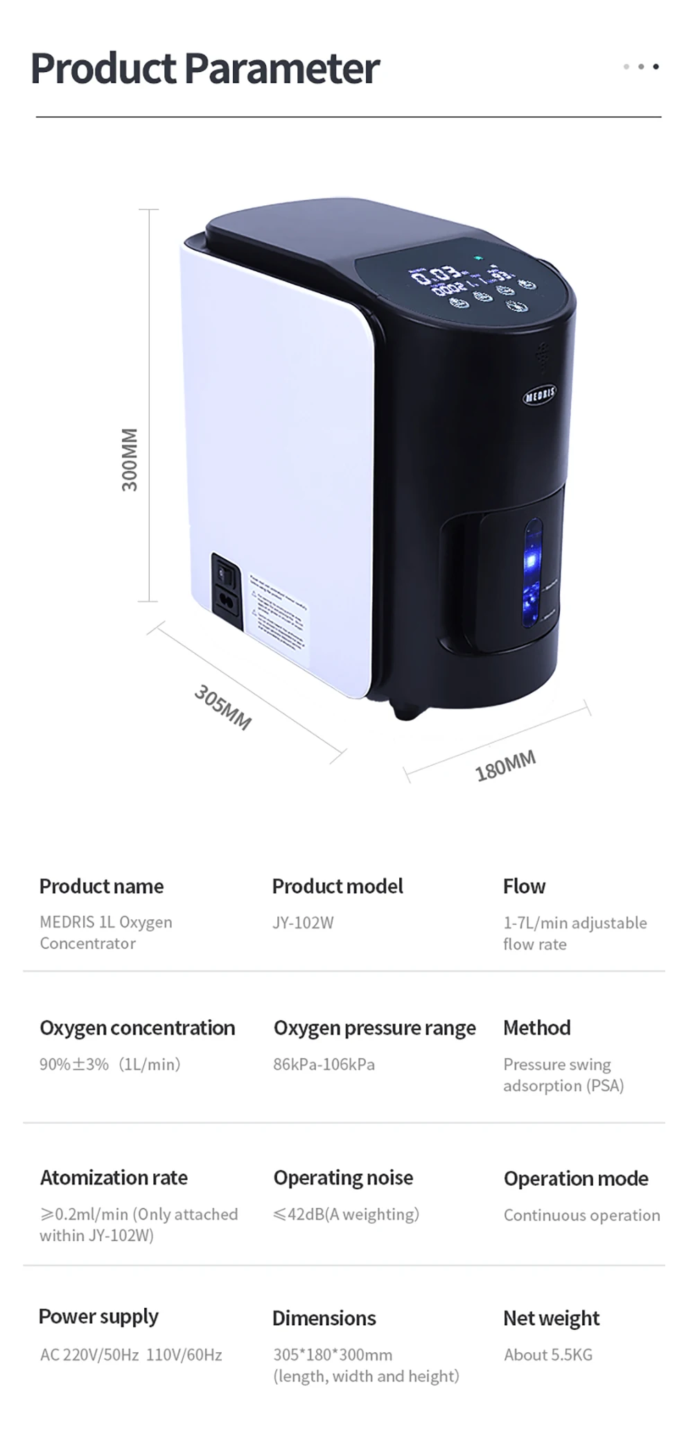 1-7L/min Adjustable Portable Oxygen Making Machine Oxygen Concentrator ...