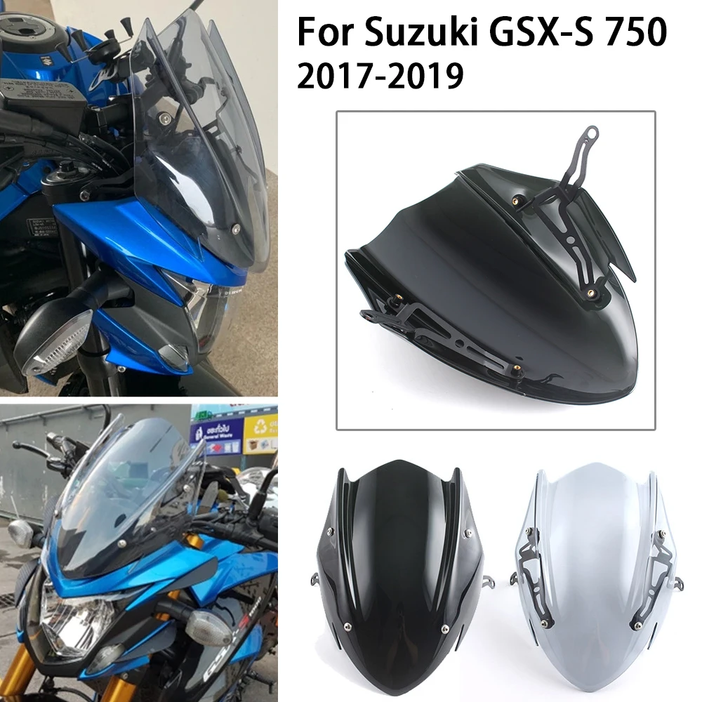 Windscreen-Windshield-Shield-Screen-with-Bracket-For-Suzuki-GSX-S750 ...