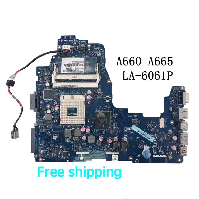Toshiba A660 A665 Laptop Motherboard NWQAA LA-6061P Rev:2.0 K000104250 ...