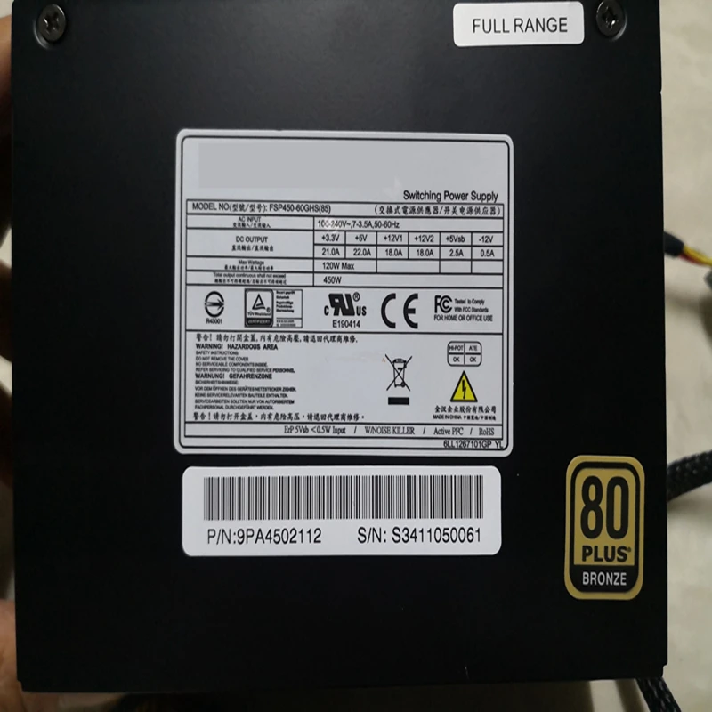 Original PSU For FSP 80plus Bronze SFX MS450 450W Switching Power ...