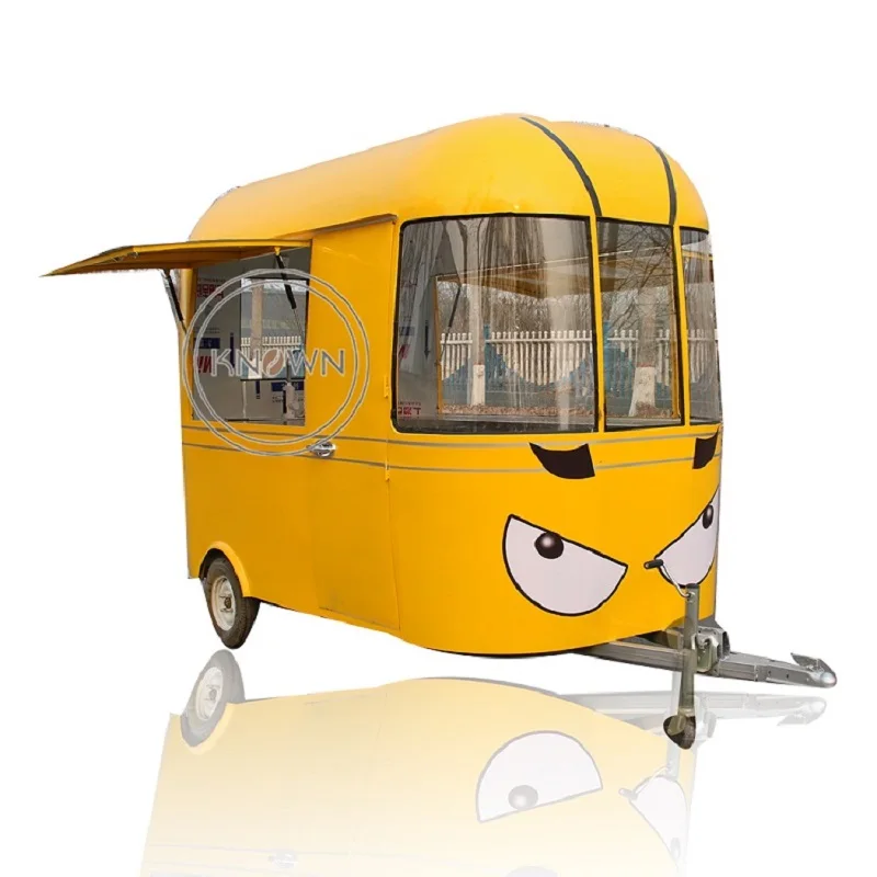 3m Smiley Food Cart Mobile Street Fast Food Trailer 2 Wheels Outdoor ...