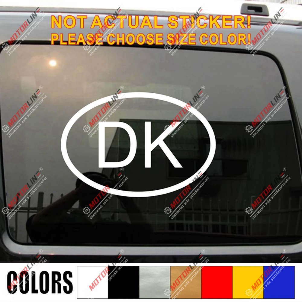 DK Denmark Oval Country Code Decal Sticker Car Vinyl pick size color ...