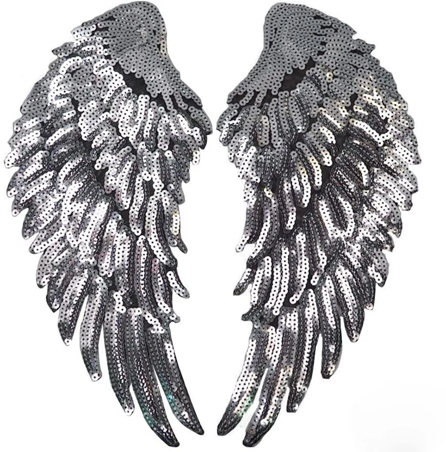 Wings-Sequins-Patches-Silver-Applique-Wing-Applique-Iron-On-Wings ...