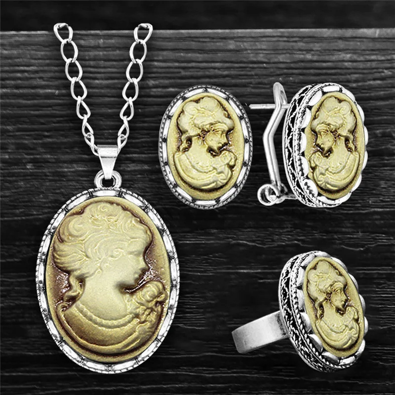 6 Color Vintage Oval Purple Lady Queen Cameo Set For Women – Gofaer ...