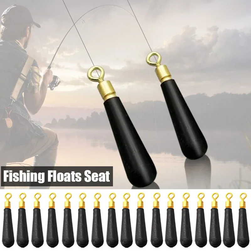 10-50pcs Copper Head Rubber Bobber Drift Fishing Floats Seat Vertical ...