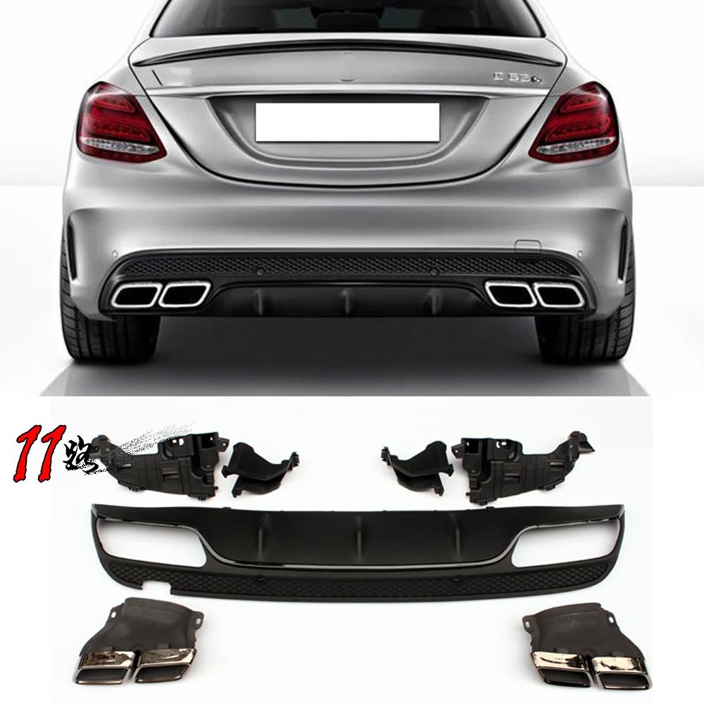 Abs Rear Bumper Diffuser For Benz C Class W205 C200 C250 4 Door Sport ...
