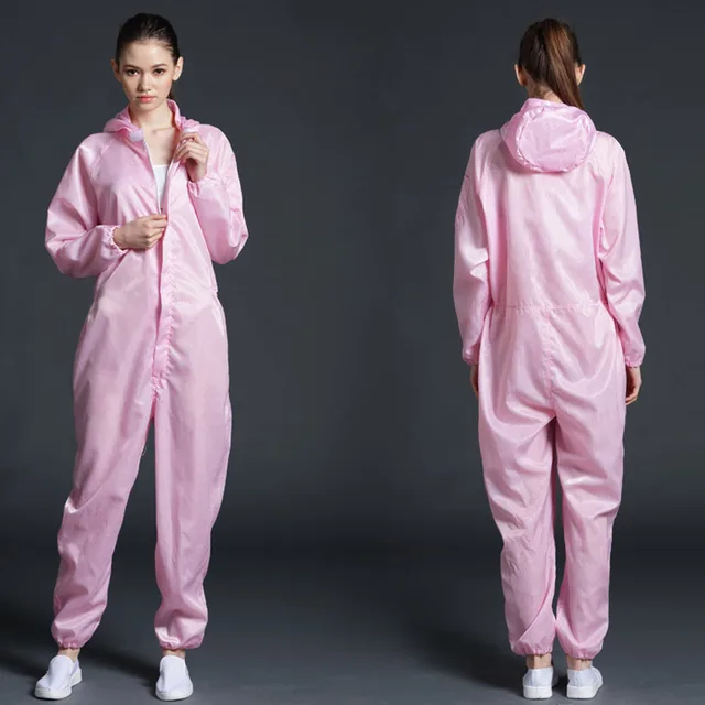 Unisex Protective One-piece Coveralls Clean Clothes Hood Dust-proof ...