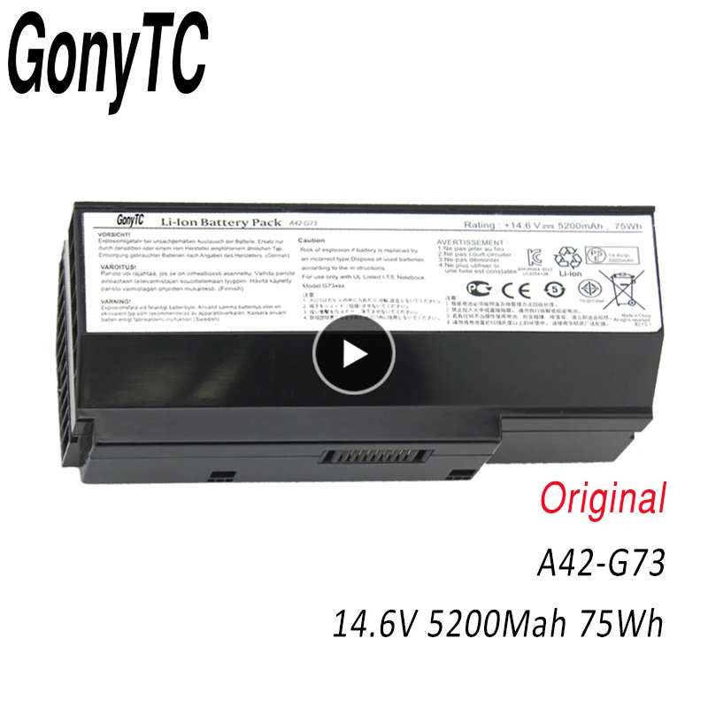 Gonytc A42-g73 8cells Laptop Battery For Asus G53 G53j G53s G53s A42 ...