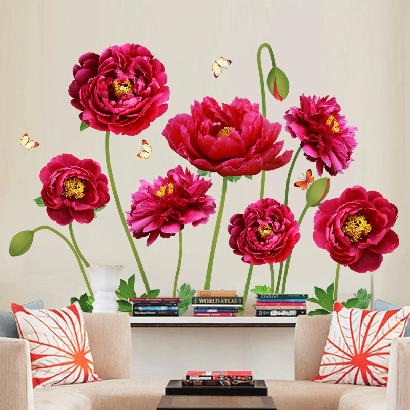 Love Rose Flower Wall Stickers | Rose Flower Wall Sticker Mural - Diy ...